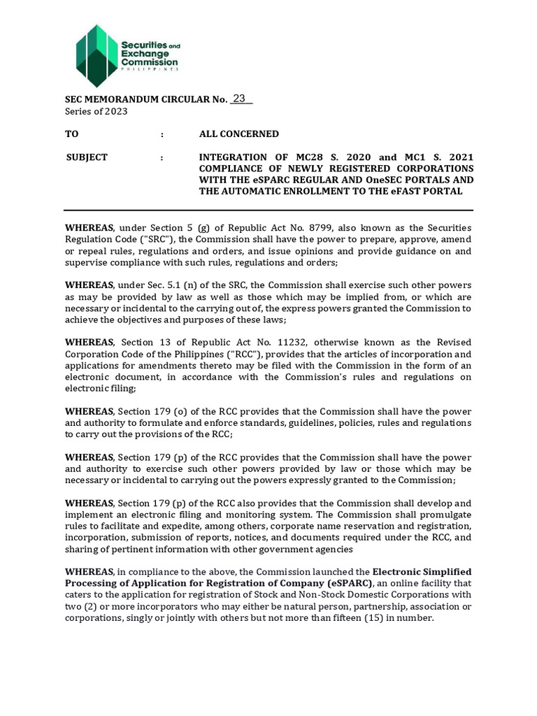 2023MC_SEC-MC-No.-23-s.-of-2023-Integration-of-MC28-s.-2020-and-MC1-s ...