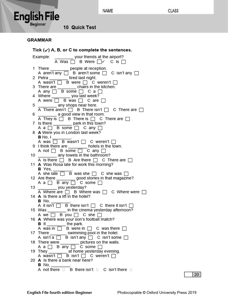 EF4e Beg Quicktest 10 | PDF