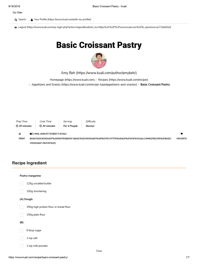 Basic Croissant Pastry - Kuali | PDF | Dough | Chinese Cuisine