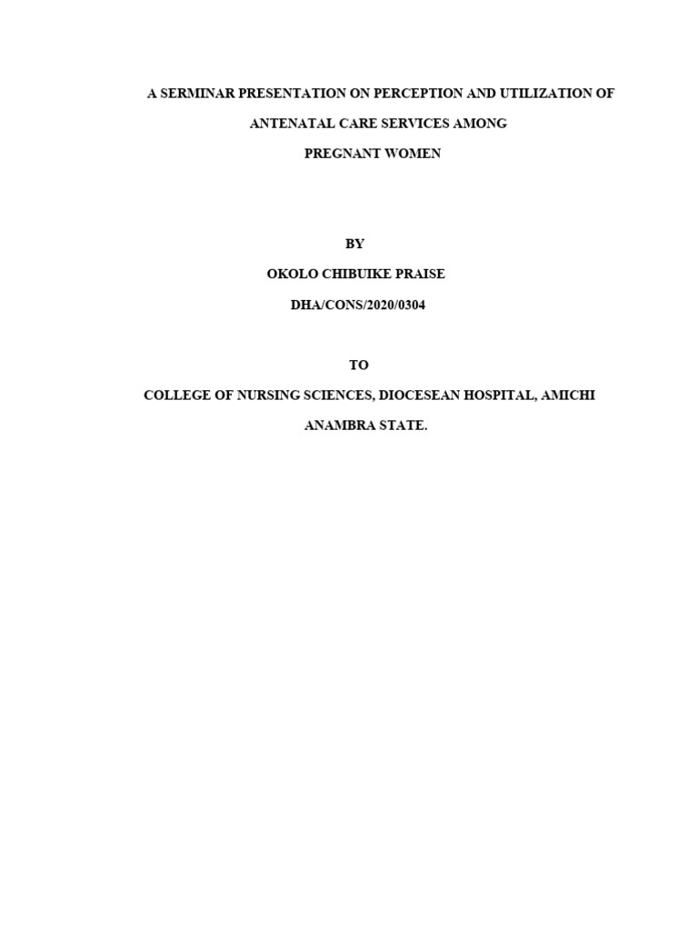 A Serminar Presentation On Perception and Utilization of | PDF