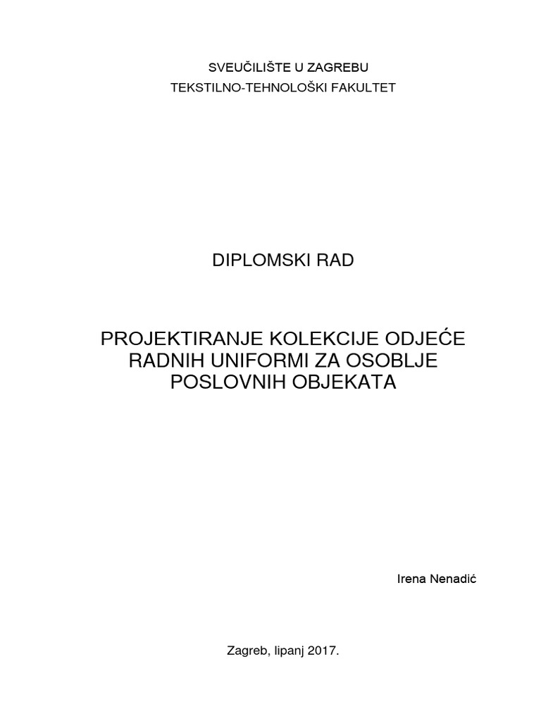 Projektiranje Kolekcija Odjece Radnih Uniformi Za Osoblje Poslovnih ...