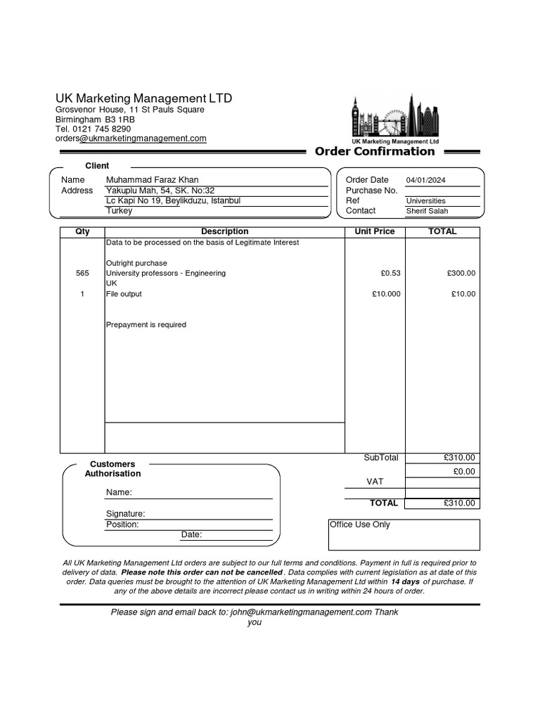 Order Confirmation | PDF | Breach Of Contract | Legal Liability