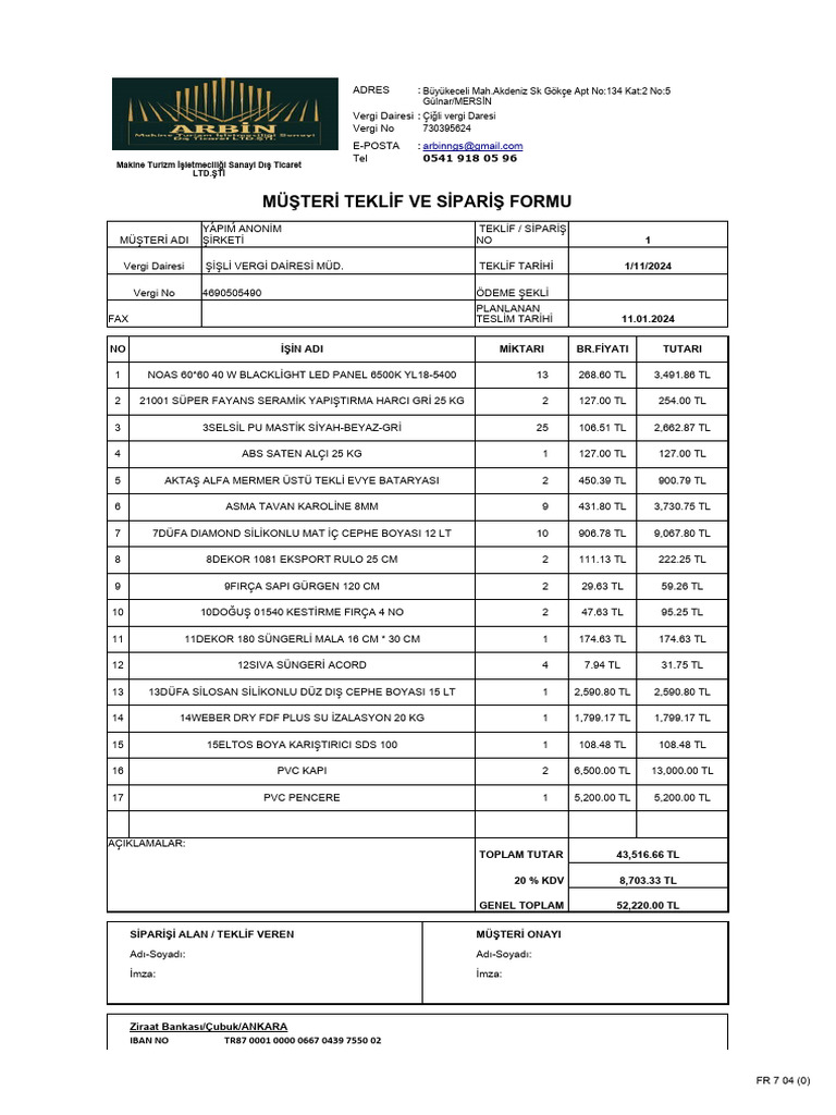 Proforma Fatura | PDF
