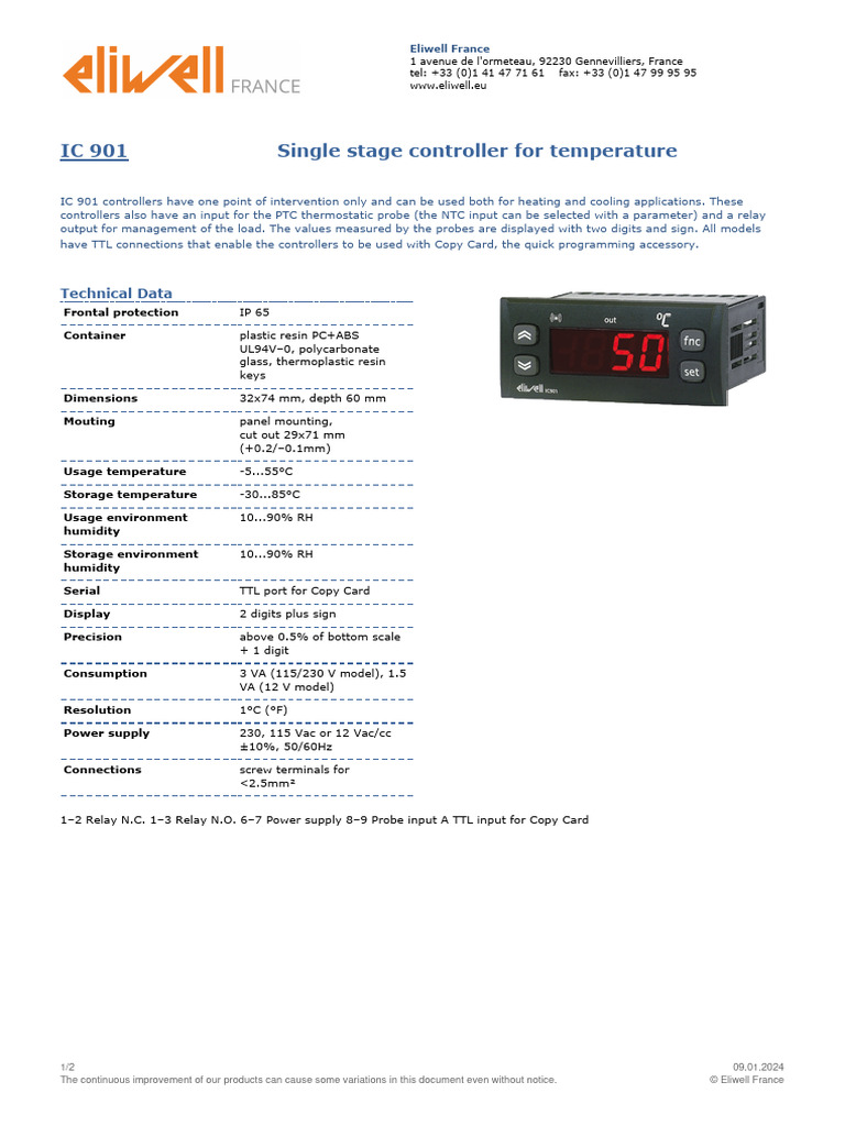 Single Stage Controller For Temperature IC 901 | PDF | Electronics | Physical Sciences