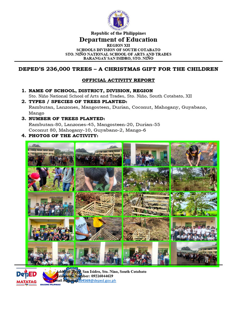 DepEd's 236K Trees Initiative Report | PDF