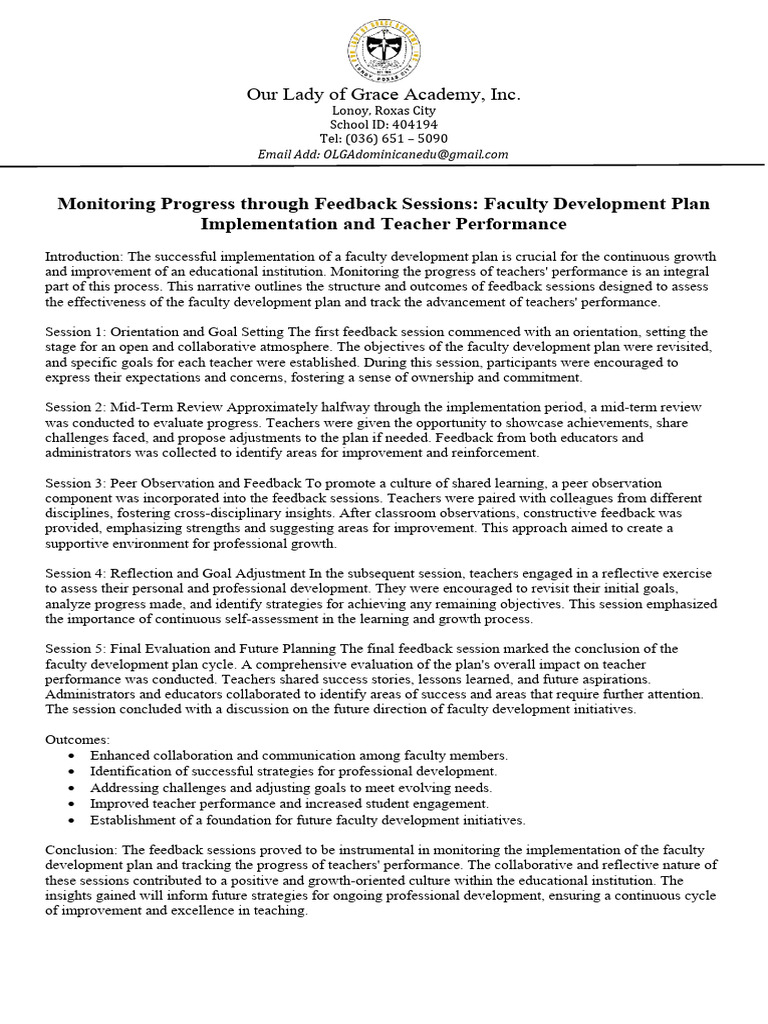 Feedbacking Faculty DEvelopment Plan | PDF