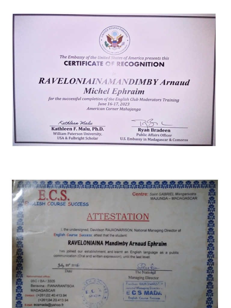 ENGLISH CERTIFICATIONS | PDF