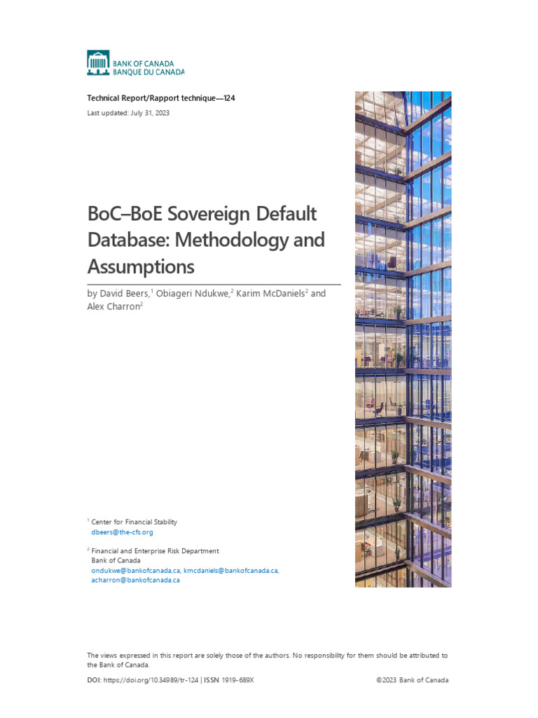 BoC–BoE Sovereign Default Database Methodology and Assumptions | PDF