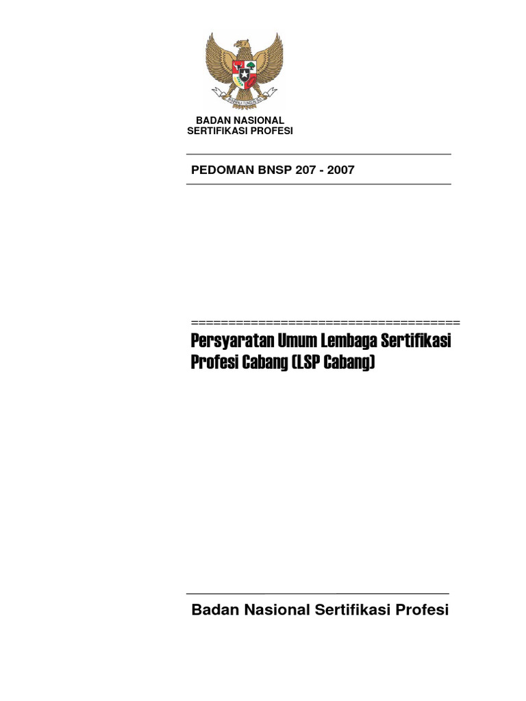 Pedoman BNSP 207 Cover | PDF