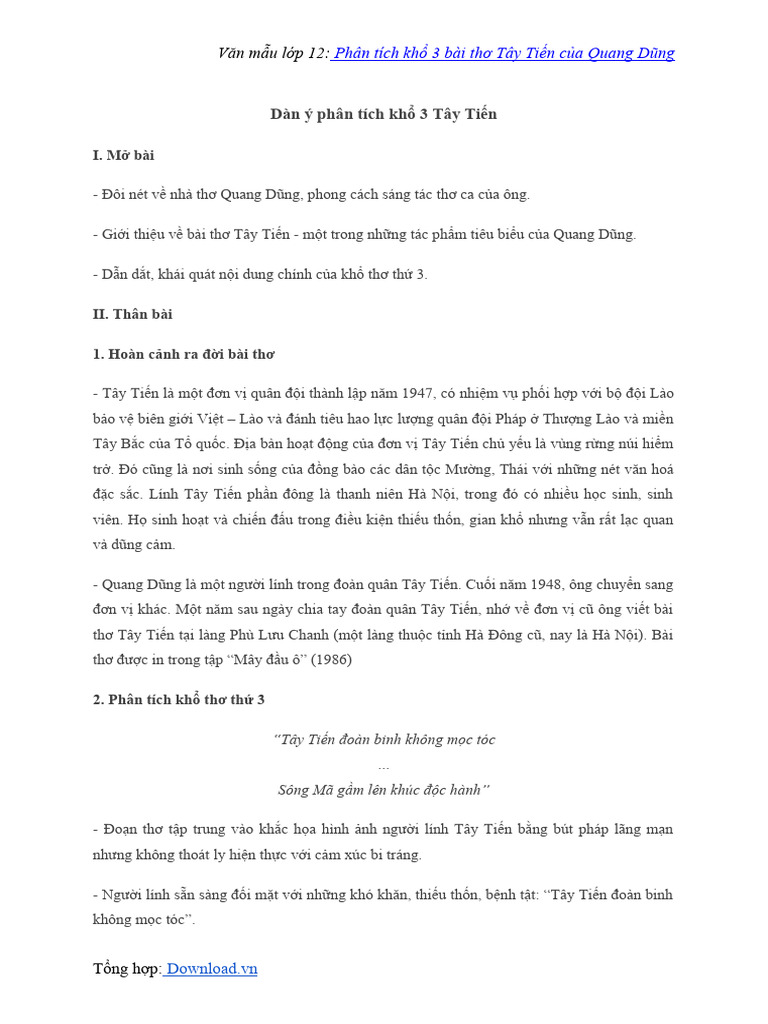 Phan Tich Kho 3 Bai Tho Tay Tien | PDF