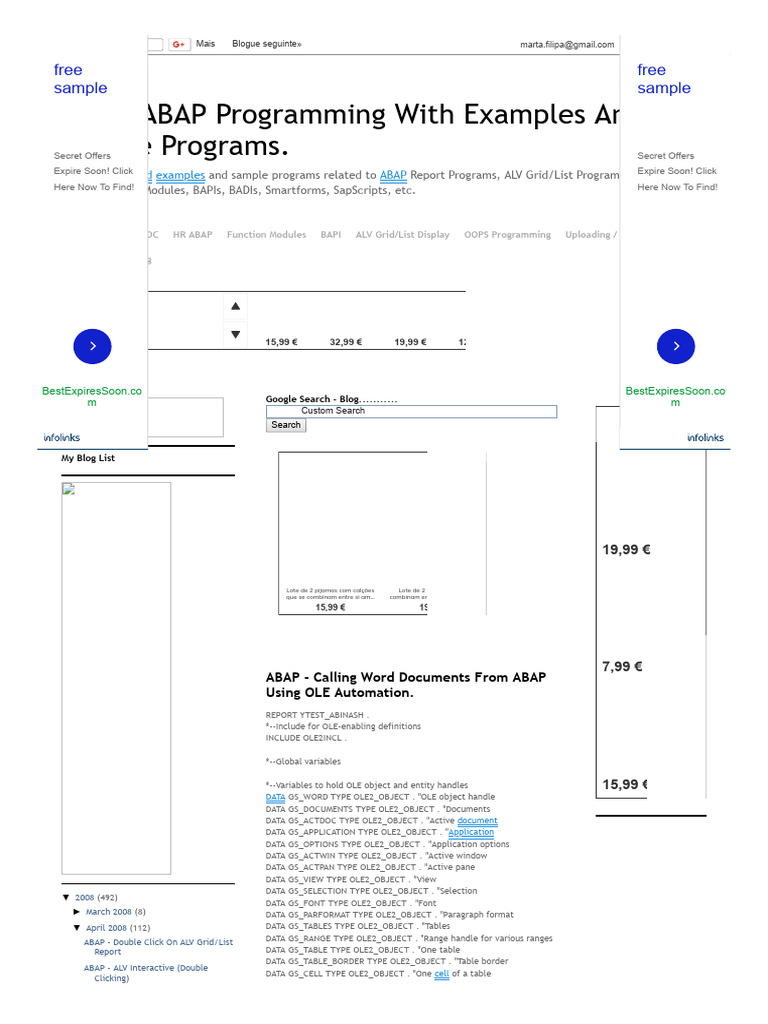 ABAP - Calling Word Documents From ABAP Using OLE Automation | PDF