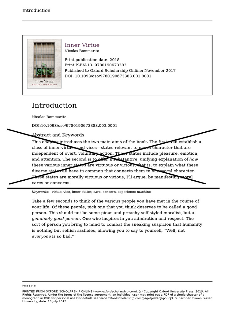Bommarito - Inner Virtue - Excerpts | PDF | Virtue | Pleasure