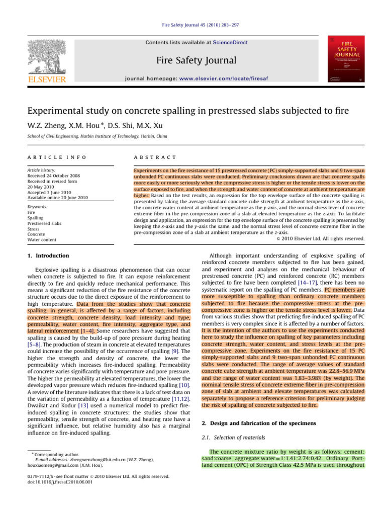 Fire Safety Journal: W.Z. Zheng, X.M. Hou, D.S. Shi, M.X. Xu | PDF ...
