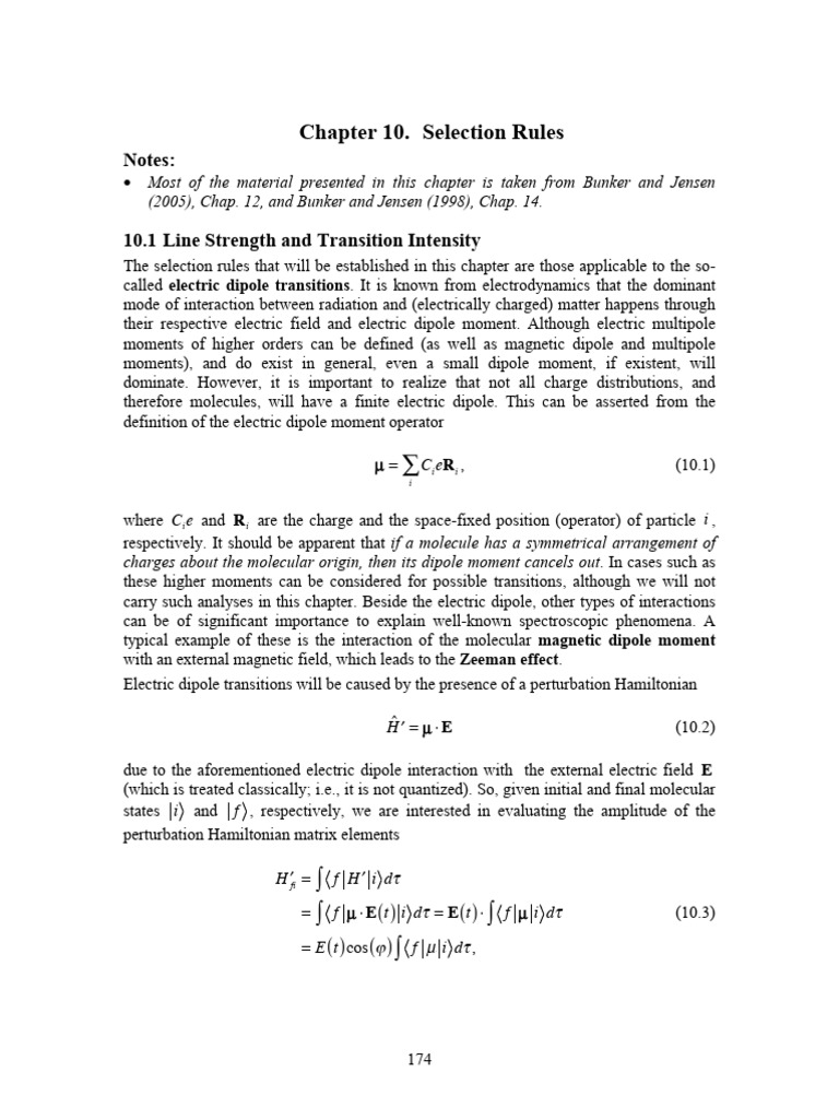 Selection Rules | PDF | Dipole | Group (Mathematics)