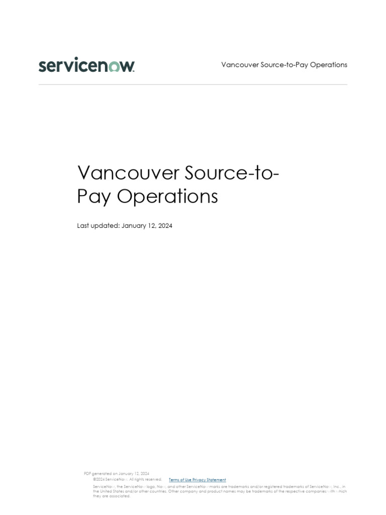 Vancouver - Source To Pay - Operations - 1 12 2024 1 | PDF