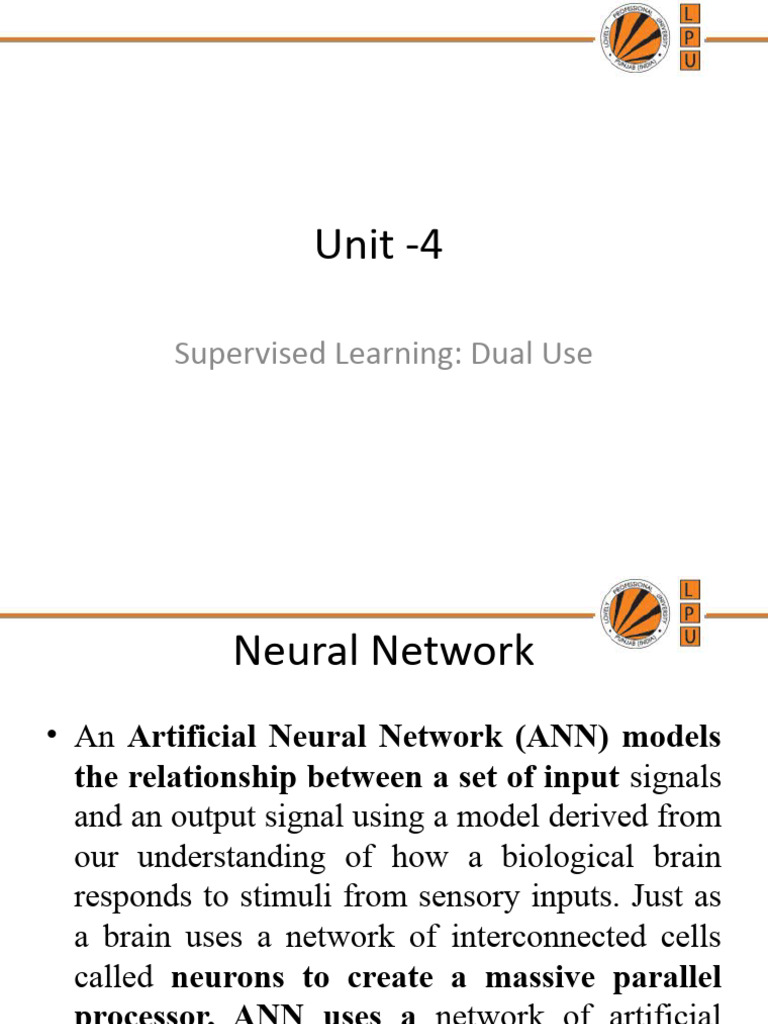 Supervised Learning Unit 4-Neural Network | PDF