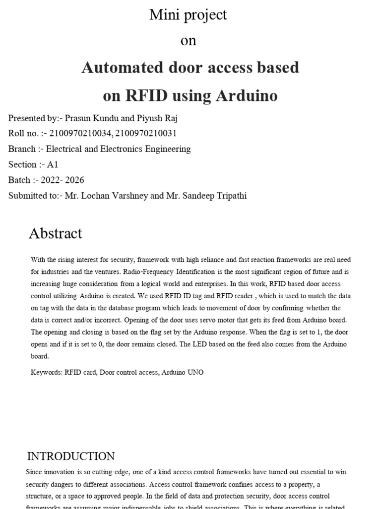 Final Presentation | PDF | Radio Frequency Identification | Arduino