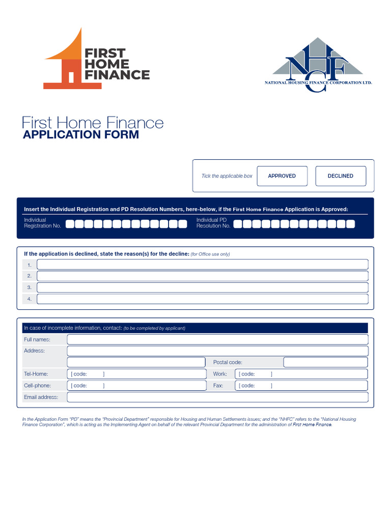 First Home Finance Application Form | PDF | Justice | Crime & Violence