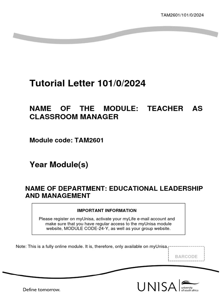 Tutorial Letter 101/0/2024: Year Module(s) | PDF