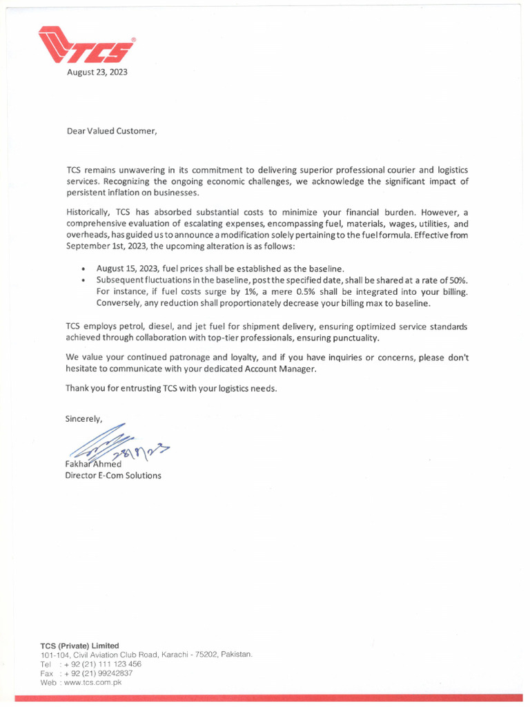 Price Revision Letter | PDF