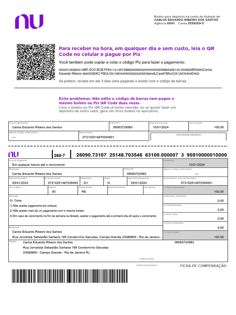 Boleto Nubank | PDF