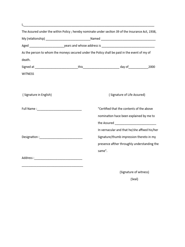 LIC Form No.3815 | PDF