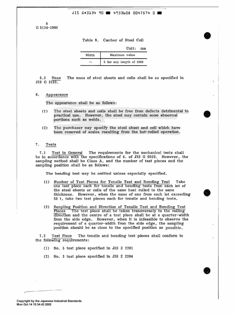JIS 3134 Appearance Standard | PDF