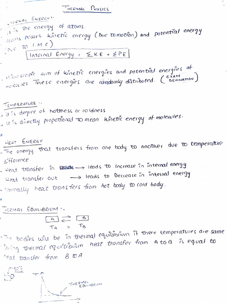 Thermal Physics Notes | PDF | Temperature | Heat