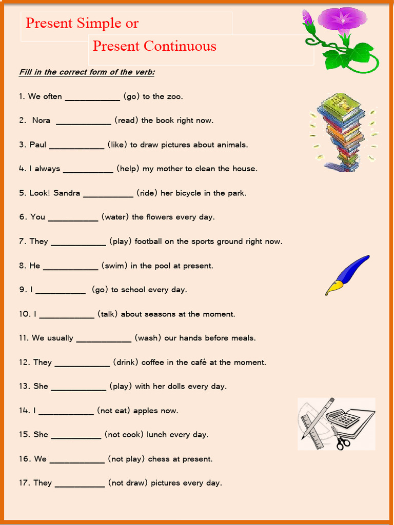 Present Simple or Present Continuous Tests - 108689 | PDF | Home & Garden
