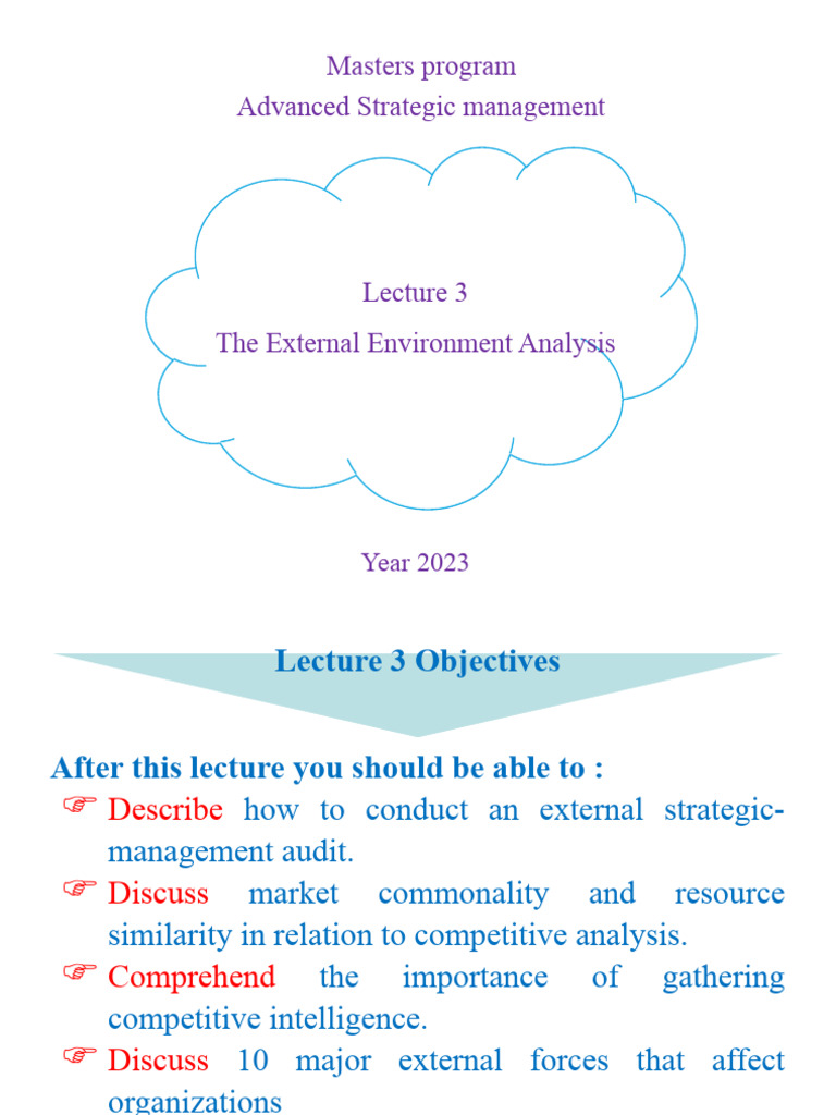 Sm Lecture 3 Pdf Strategic Management Supply Chain