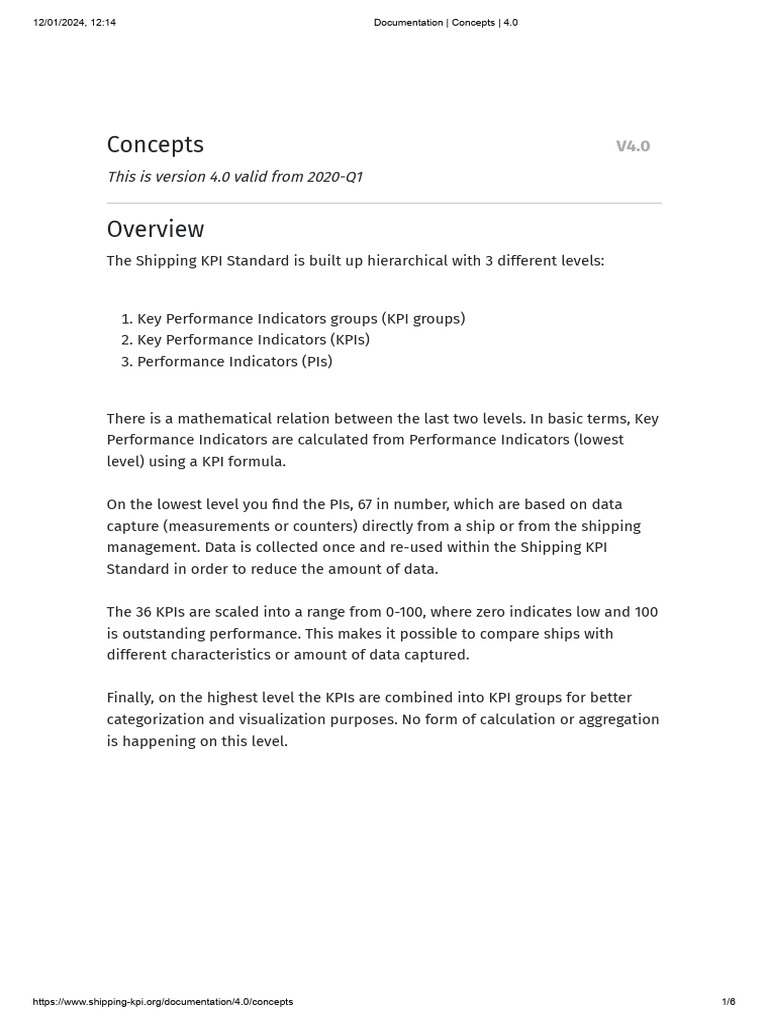 Shipping KPI Documentation - Concepts - 4.0 | PDF | Performance Indicator | Metadata