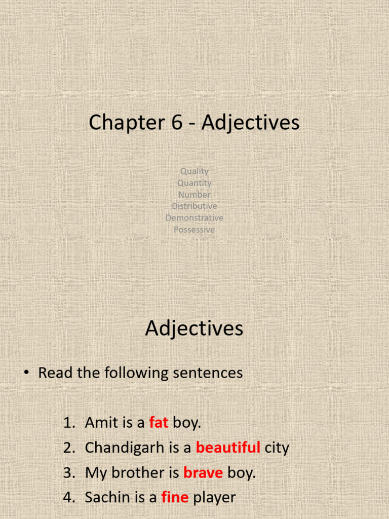 Chapter 6 - Adjectives | PDF | Adjective | Semantic Units