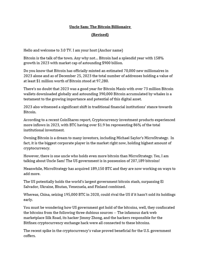 Bitcoin's Billionaire: Uncle Sam | PDF | Social Science