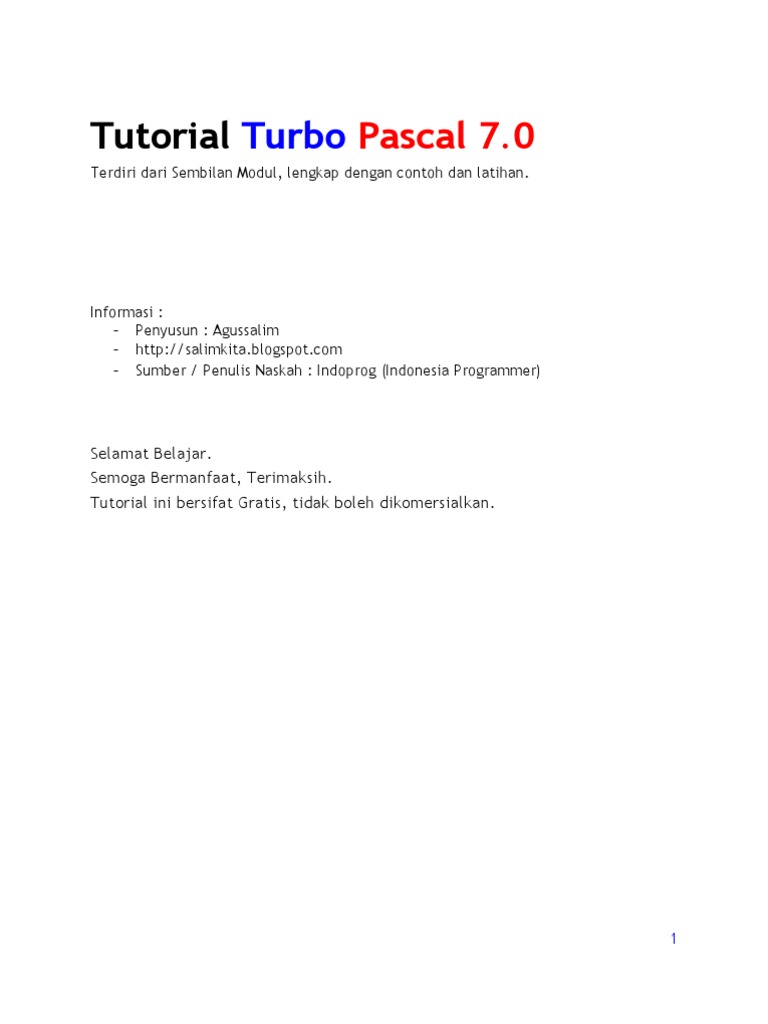 Modul Turbo Pascal 7 - Langkap | PDF
