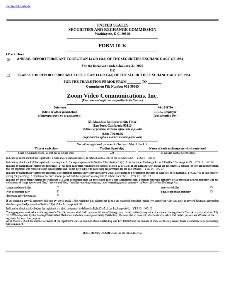4 Form 10-K - Zoom | PDF