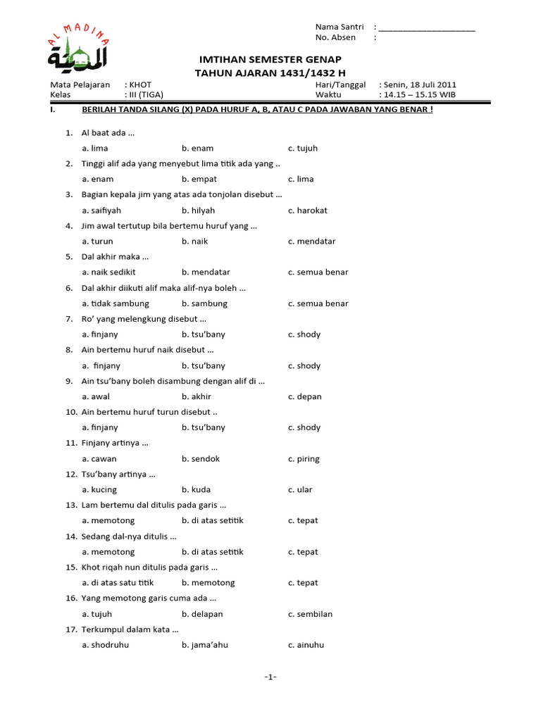 Soal Khot Kelas3 Genap | PDF