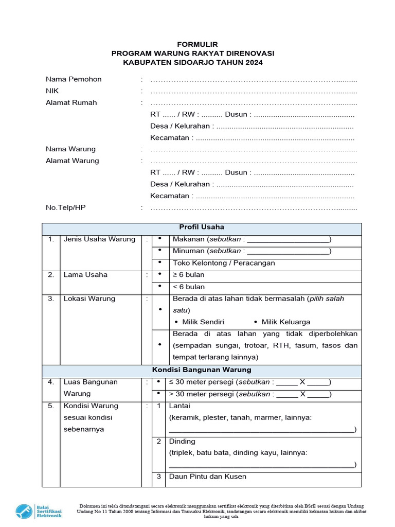 Lampiran Warung Renovasi | PDF