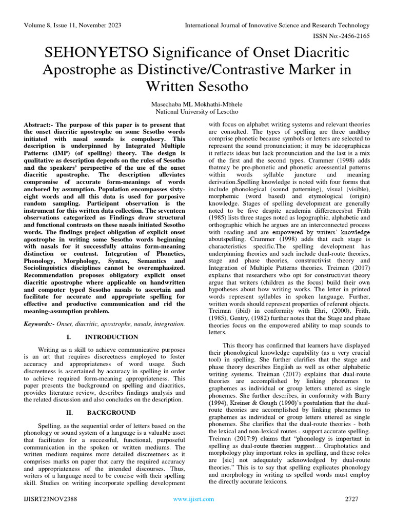 SEHONYETSO Significance of Onset Diacritic Apostrophe As Distinctive ...