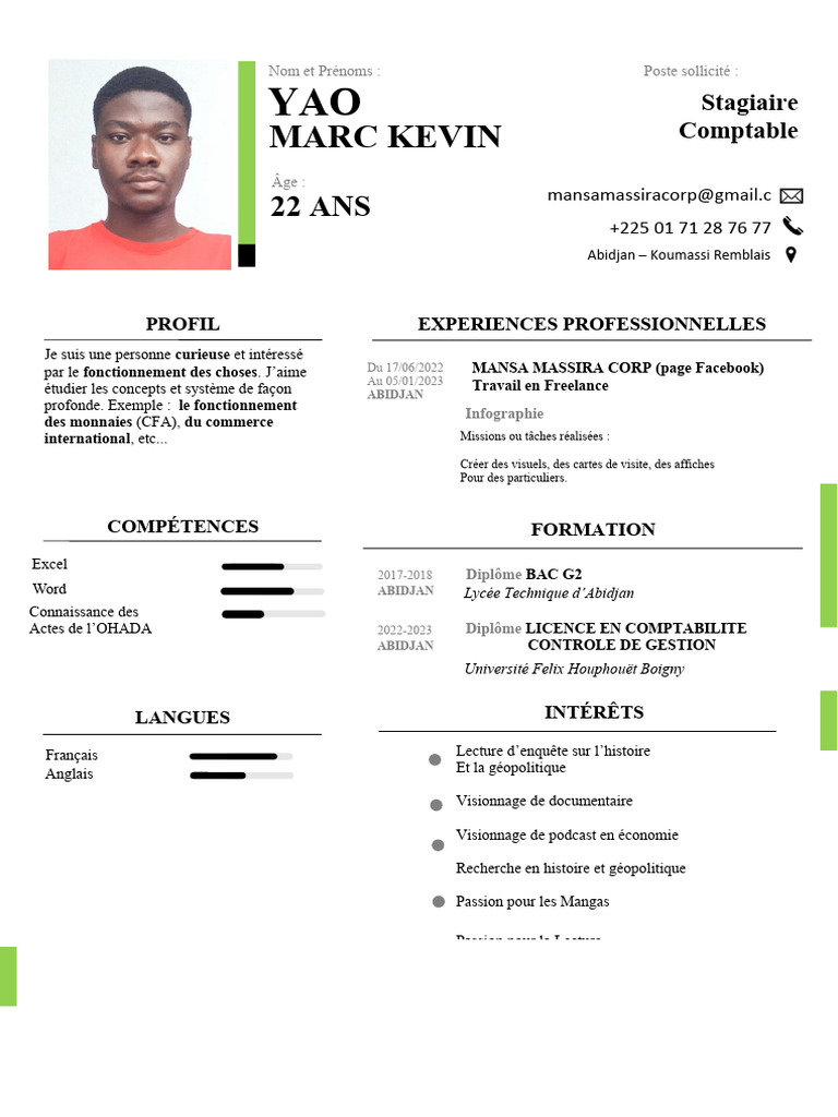 CV de Yao Ngoley Marc Kevin 2 | PDF