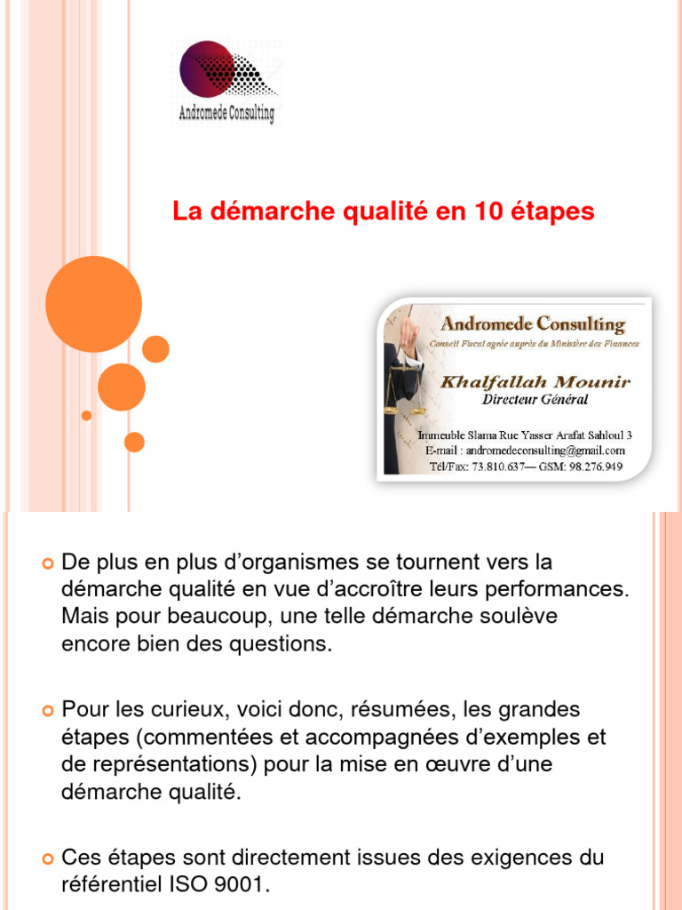 Démarche qualité : 10 étapes clés | PDF | Management de la qualité ...