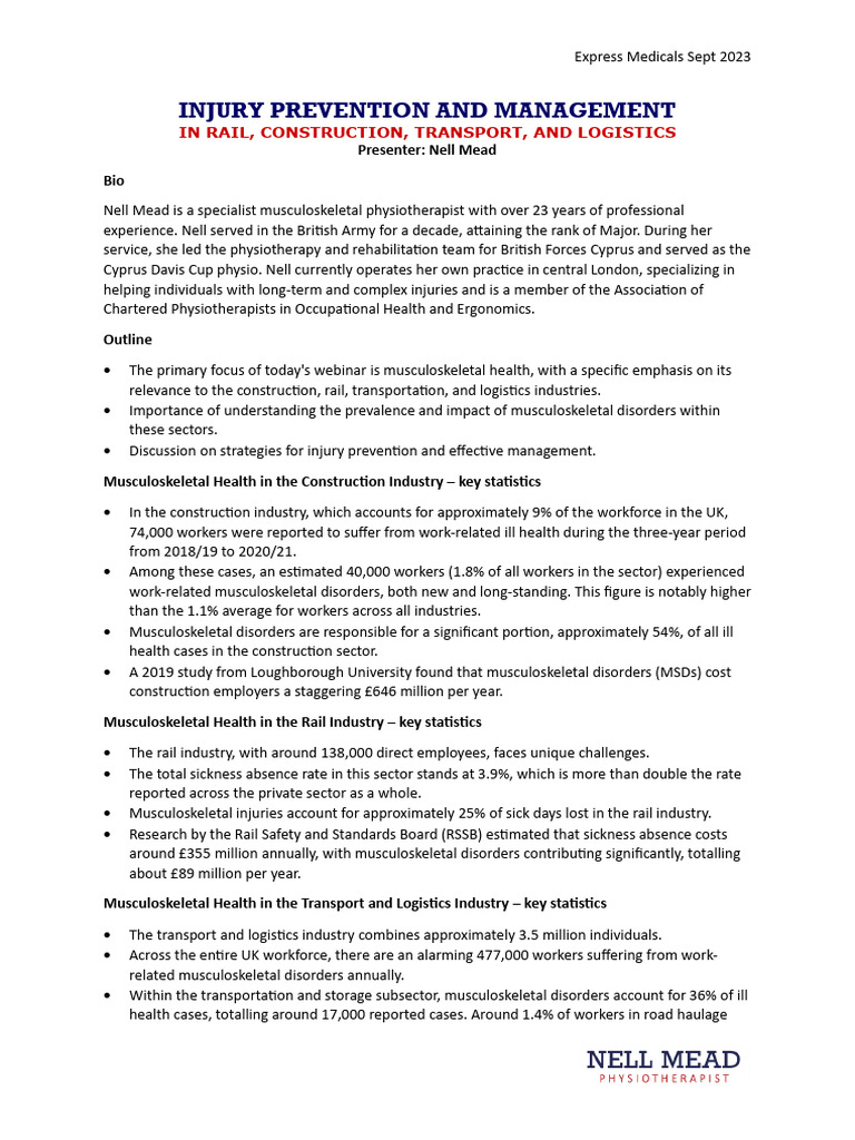 Injury Prevention and Management | PDF | Physical Therapy ...