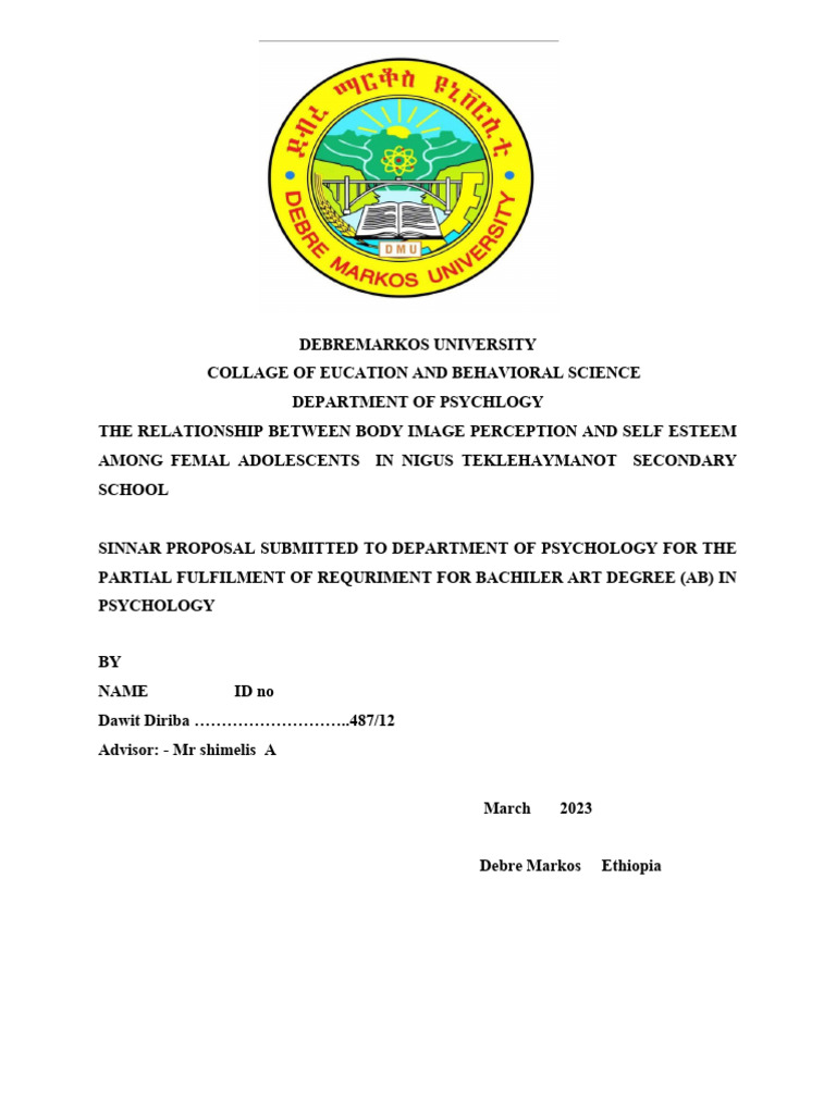 Dawit Diriba Proposal Done | PDF | Career & Growth | Self-Improvement