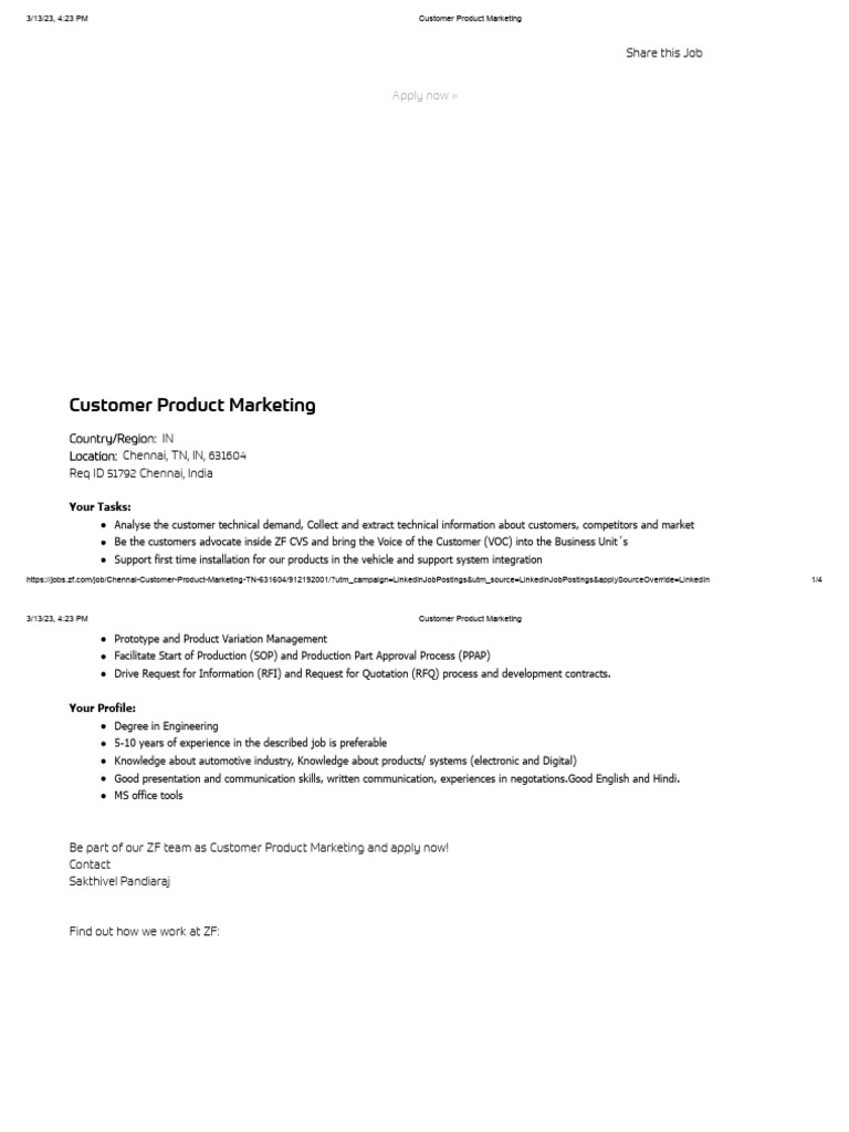 ZF Customer Product Marketing | PDF | Marketing | Business
