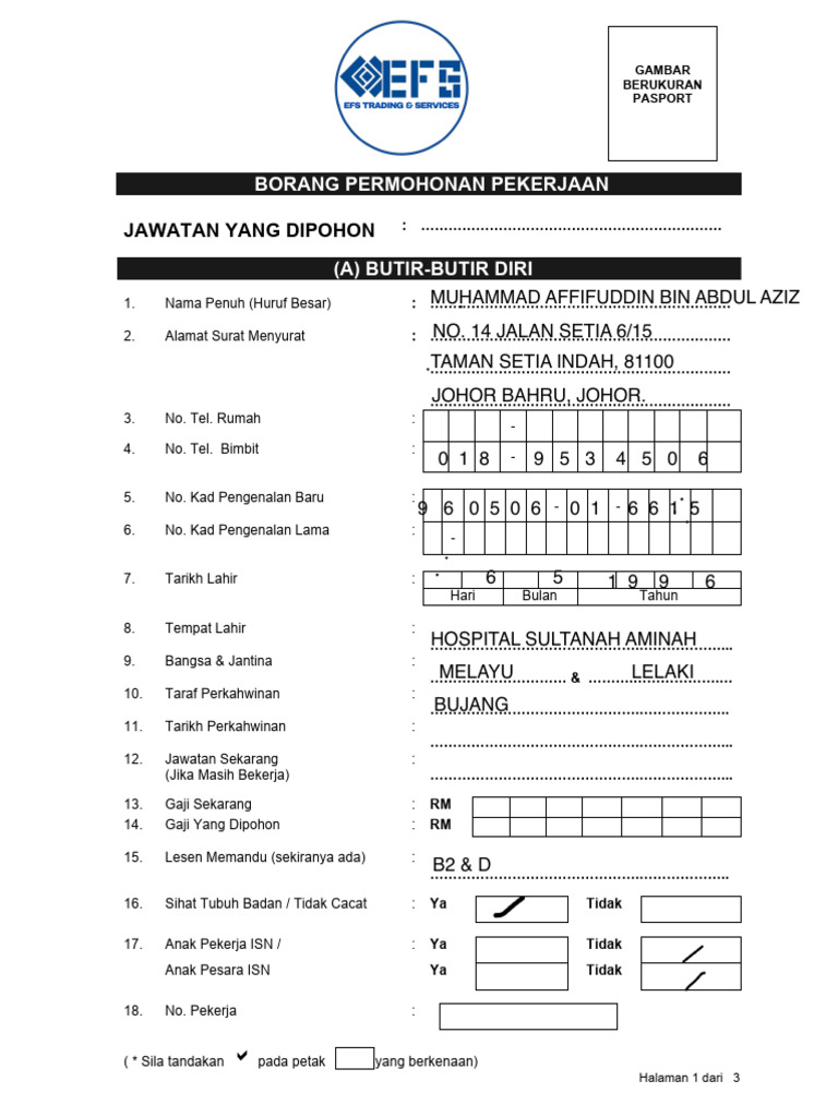 Efs@Borang Mohon Kerja | PDF