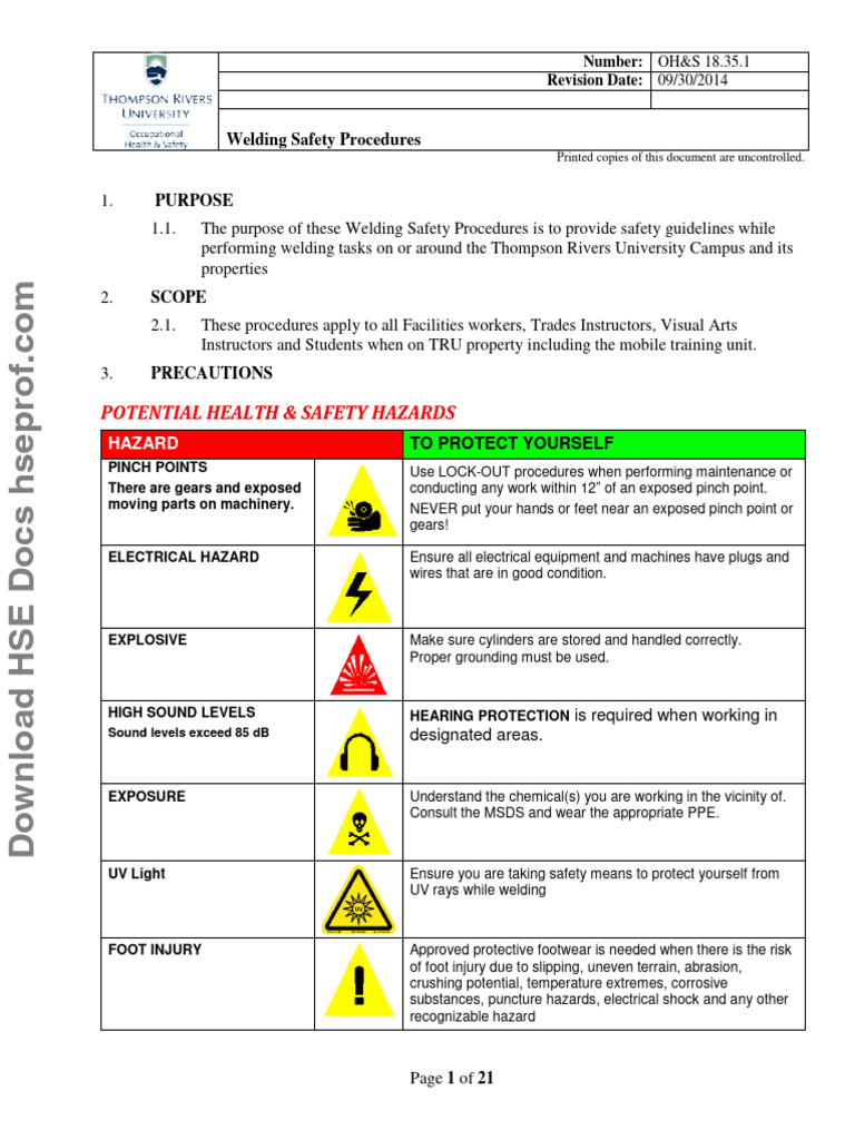 Welding Safety Procedure ? hseprof.com | PDF