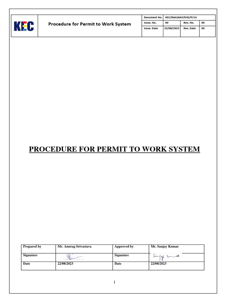 SOP - Permit To Work | PDF