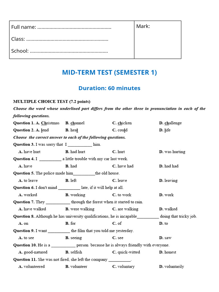 De Thi GHK 1 Tieng Anh 11 KNTT de 2 | PDF