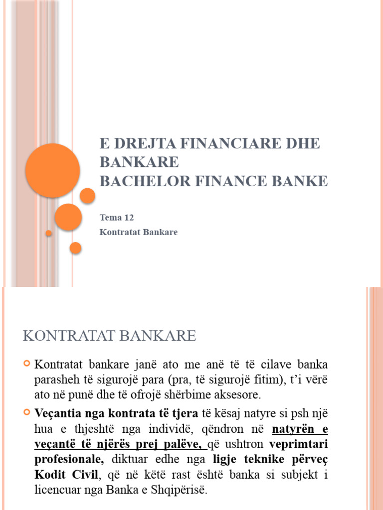 Tema 12 - Kontratat Bankare | PDF