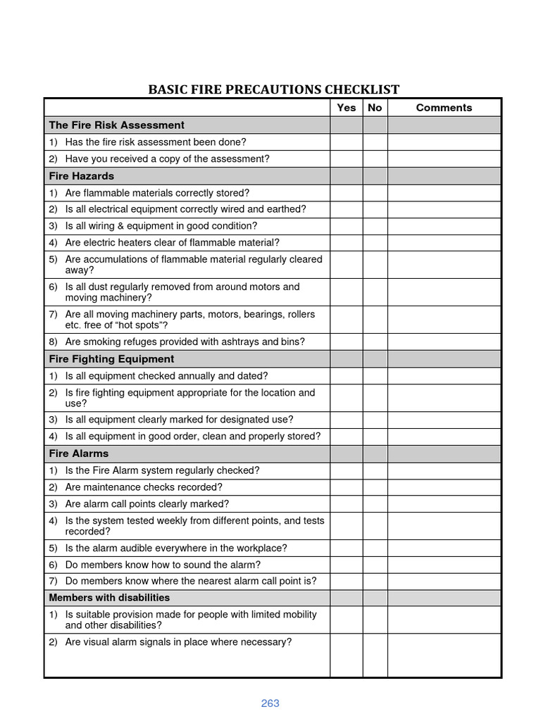 003 - Fire Precaution Checklist | PDF