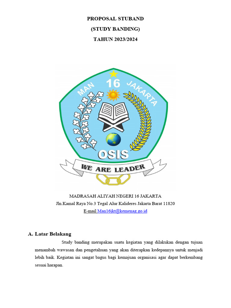 Proposal Study Banding MAN 16 Jakarta | PDF